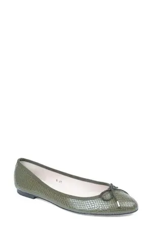 PAUL MAYER ATTITUDES Textured Ballerina Flats - Olive