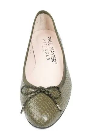 PAUL MAYER ATTITUDES Textured Ballerina Flats - Olive