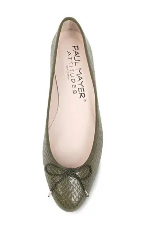 PAUL MAYER ATTITUDES Textured Ballerina Flats - Olive