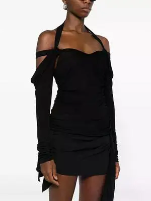 Attico Halterneck Long-sleeved Mini Dress