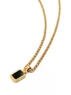 NIALAYA JEWELRY Malachite And Onyx Pendant Necklace