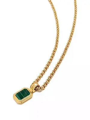 NIALAYA JEWELRY Malachite And Onyx Pendant Necklace