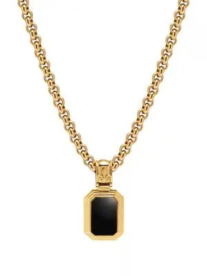 NIALAYA JEWELRY Malachite And Onyx Pendant Necklace