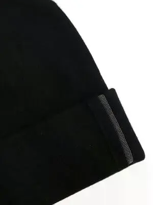 Brunello Cucinelli Cashmere Beanie With Monili Chain Detail - Black