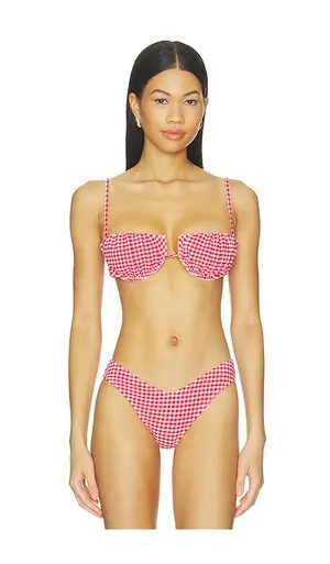 MONTCE Petal Bikini Top - Red Micro Gingham