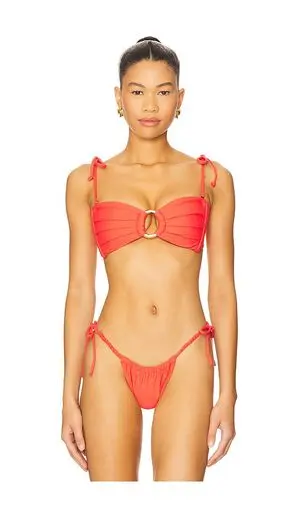 MONTCE Tori Ties Bandeau Bikini Top - Cherry