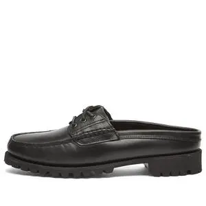 Men's Black Leather Mules Loafers