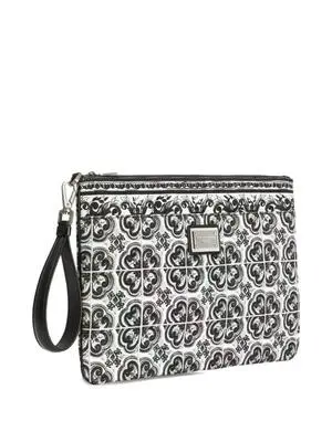 Dolce & Gabbana Graphic-print Leather Clutch Bag