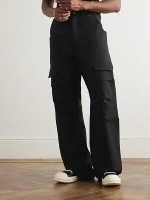 Rick Owens Stefan Wide-leg Grain De Poudre Wool Trousers - Black