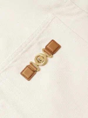 Versace Medusa Embellished Denim Jacket - Neutrals