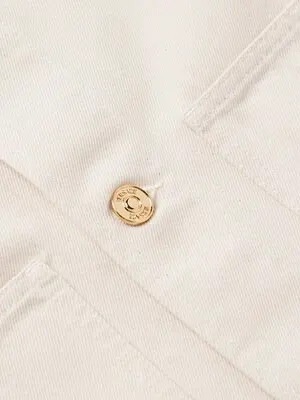 Versace Medusa Embellished Denim Jacket - Neutrals