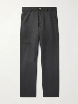 Versace Straight-leg Wool-mouliné Trousers