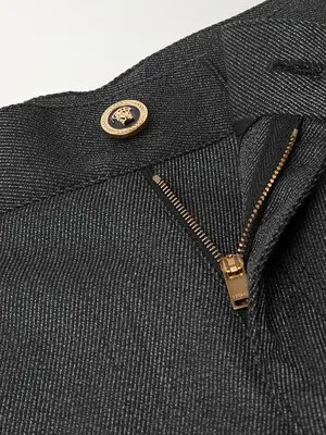 Versace Straight-leg Wool-mouliné Trousers