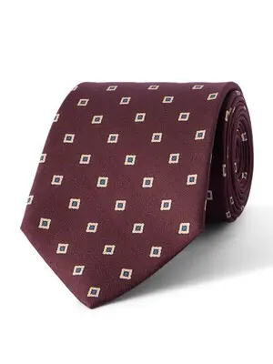 Saint Laurent 8cm Printed Silk-Twill Tie Burgundy