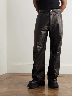 Rick Owens Geth Wide-leg Panelled Leather Trousers - Black