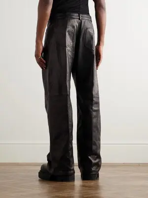 Rick Owens Geth Wide-leg Panelled Leather Trousers - Black