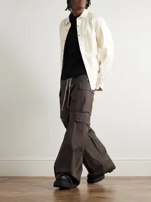 Rick Owens Leather Shirt Jacket - Neutrals