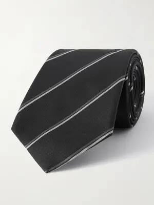 Saint Laurent 8cm Striped Silk-twill Tie - Black
