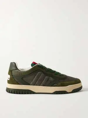 Gucci Re-web Suede And Webbing-trimmed Canvas And Leather Sneakers