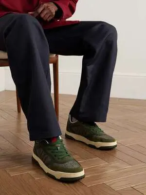 Gucci Re-web Suede And Webbing-trimmed Canvas And Leather Sneakers