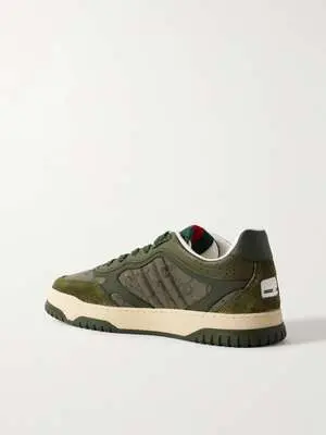 Gucci Re-web Suede And Webbing-trimmed Canvas And Leather Sneakers