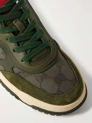 Gucci Re-web Suede And Webbing-trimmed Canvas And Leather Sneakers