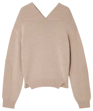 Victoria Beckham Ribbed Wool And Cashmere-Blend Sweater Sand