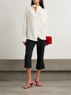 Victoria Beckham Cropped Flared Crepe Pants