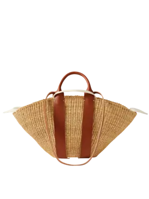 Muuñ Sophie Woven Straw Tote With Leather Trim - Brown