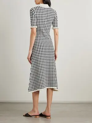 Sea Saige Ruffled Checked Jacquard-knit Midi Dress