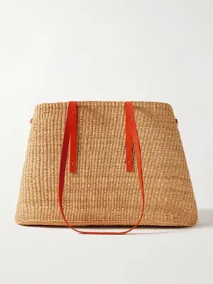 Muuñ Laura Leather-trimmed Woven Straw Tote
