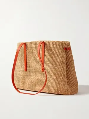 Muuñ Laura Leather-trimmed Woven Straw Tote