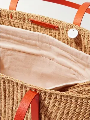 Muuñ Laura Leather-trimmed Woven Straw Tote