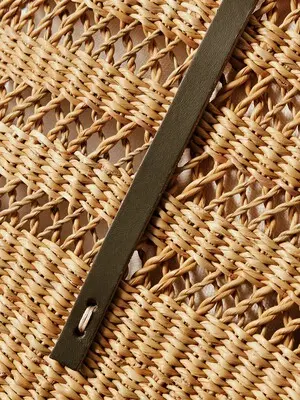 Muuñ Bicro M Leather-trimmed Woven Straw Tote