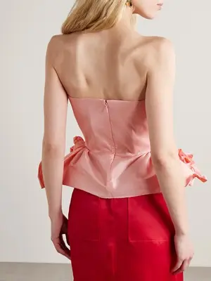 KIKA VARGAS Tasha Strapless Twist-front Ruffled Taffeta Top