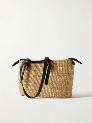 Muuñ Zorro Leather-trimmed Woven Straw Tote