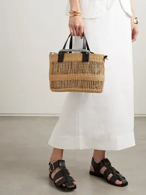 Muuñ Marcus Leather-trimmed Woven Straw Tote