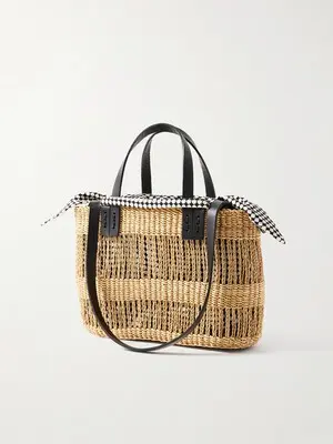 Muuñ Marcus Leather-trimmed Woven Straw Tote