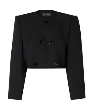 Balenciaga Spencer Cropped Asymmetric Double-breasted Wool Jacket