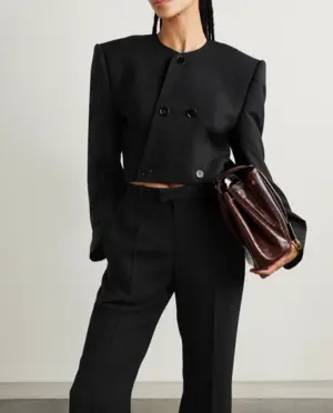 Balenciaga Spencer Cropped Asymmetric Double-breasted Wool Jacket