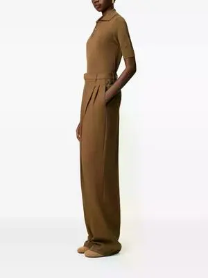 AMI Paris Pleated Wide-leg Trousers
