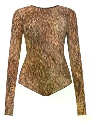 MAISON MARGIELA Animal-print Bodysuit - Brown