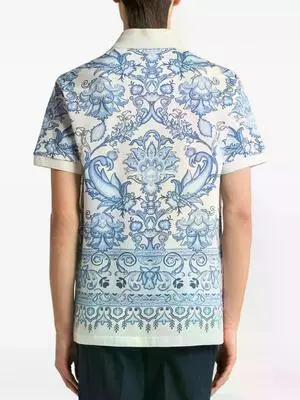 Etro Floral-print Polo Shirt - Blue
