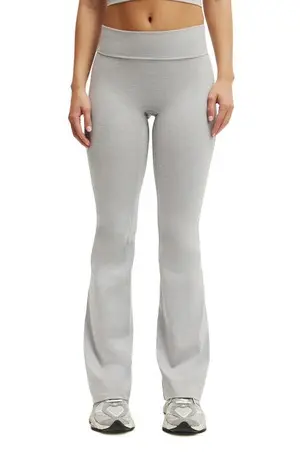 Cotton:on Active Ultra Soft Roll Over Flare Leggings - Light Grey Marle