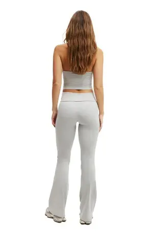 Cotton:on Active Ultra Soft Roll Over Flare Leggings - Light Grey Marle
