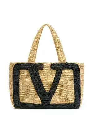 Valentino Garavani Large Viva Superstar Raffia Tote Bag - Neutrals