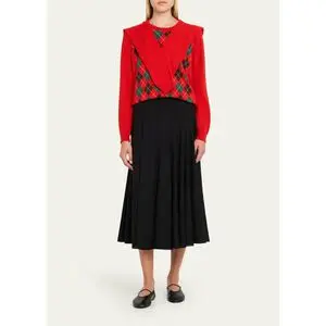 HODAKOVA Argyle Knit Sweater With Reworked Double Sleeve