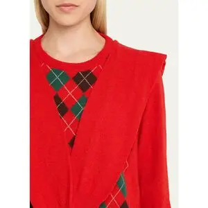 HODAKOVA Argyle Knit Sweater With Reworked Double Sleeve