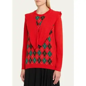 HODAKOVA Argyle Knit Sweater With Reworked Double Sleeve