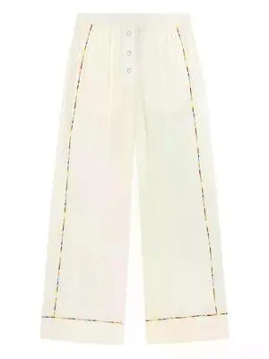 GANNI Embroidered Drawstring Trousers - Neutrals